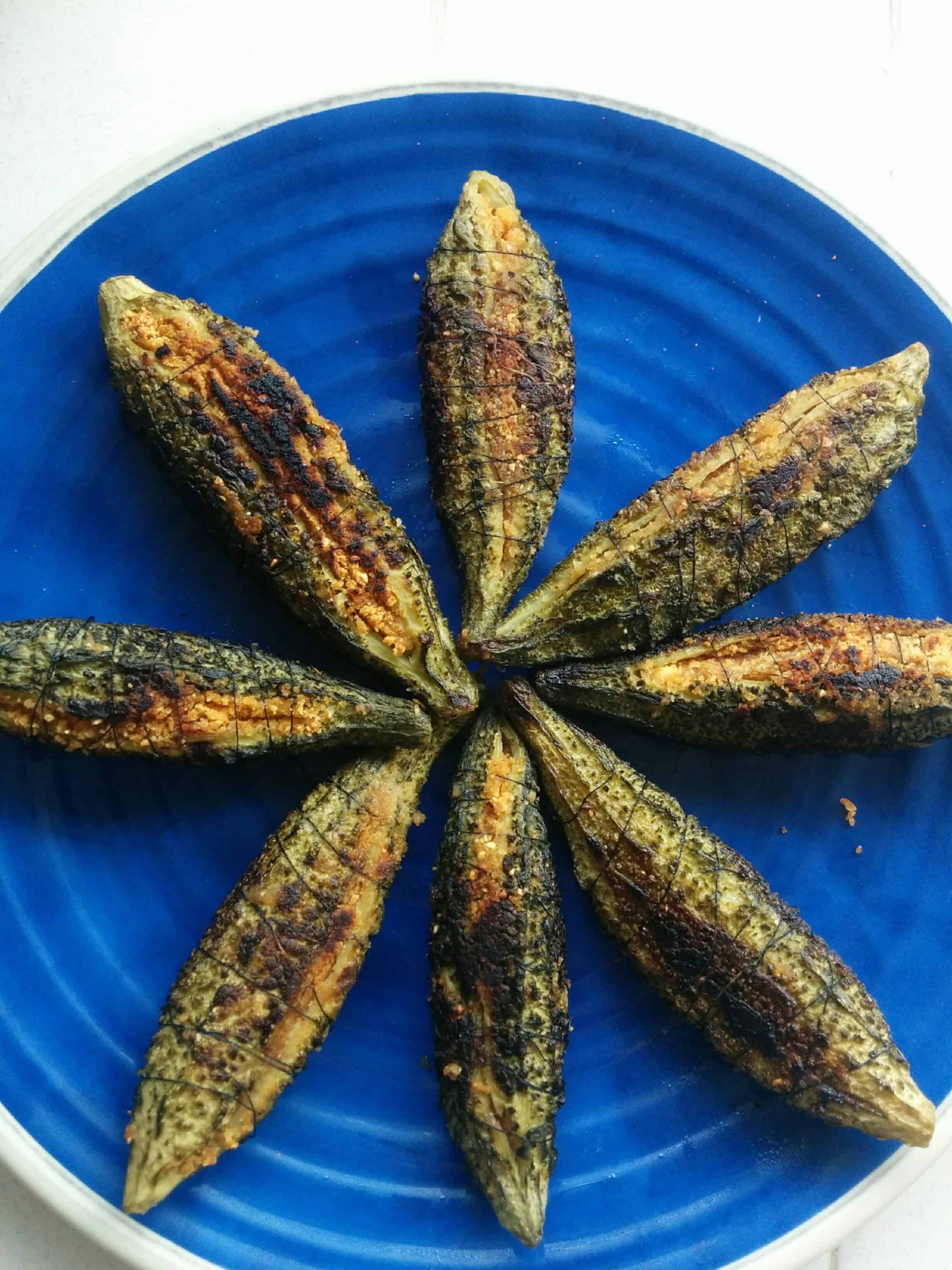 Stuffed Kakarakaya Fry | Stuffed Bitter gourd Fry | Stuffed Karela Fry ...