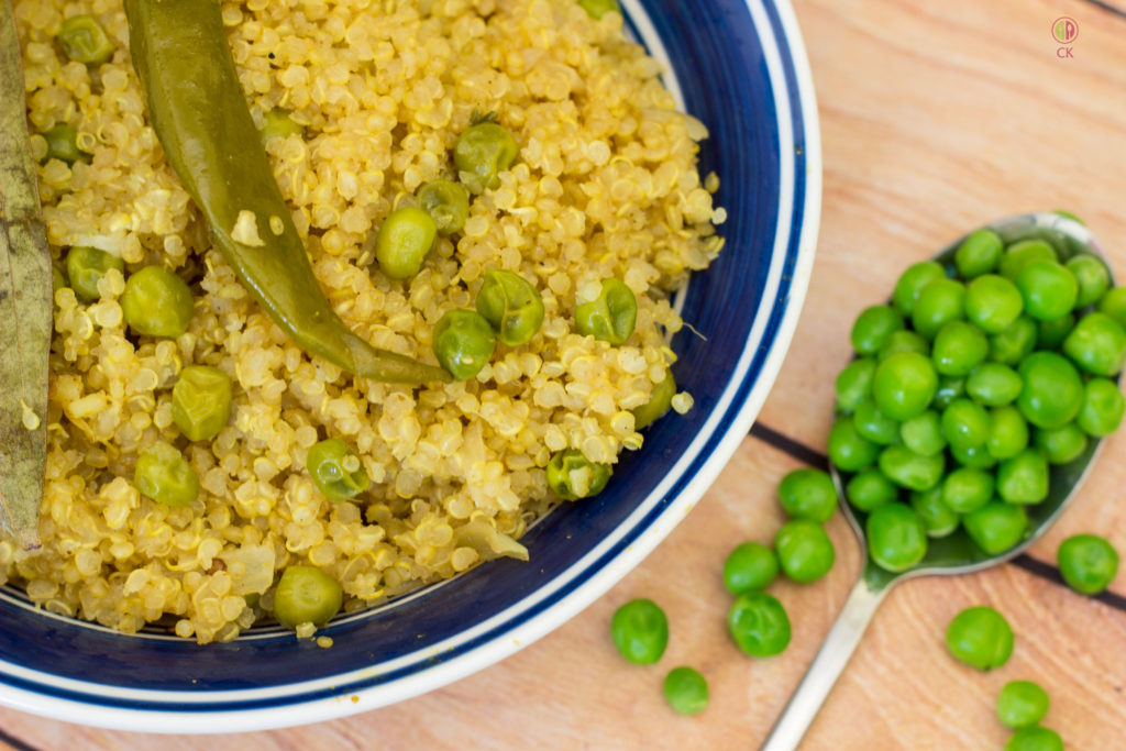 Healthy Quinoa Peas Pulao Recipe - Chakris Kitchen